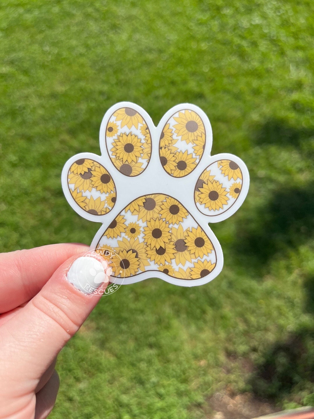 Sunflower Paw Print Sticker, Sun Flower Stickers, Dog Stickers, Paw ...