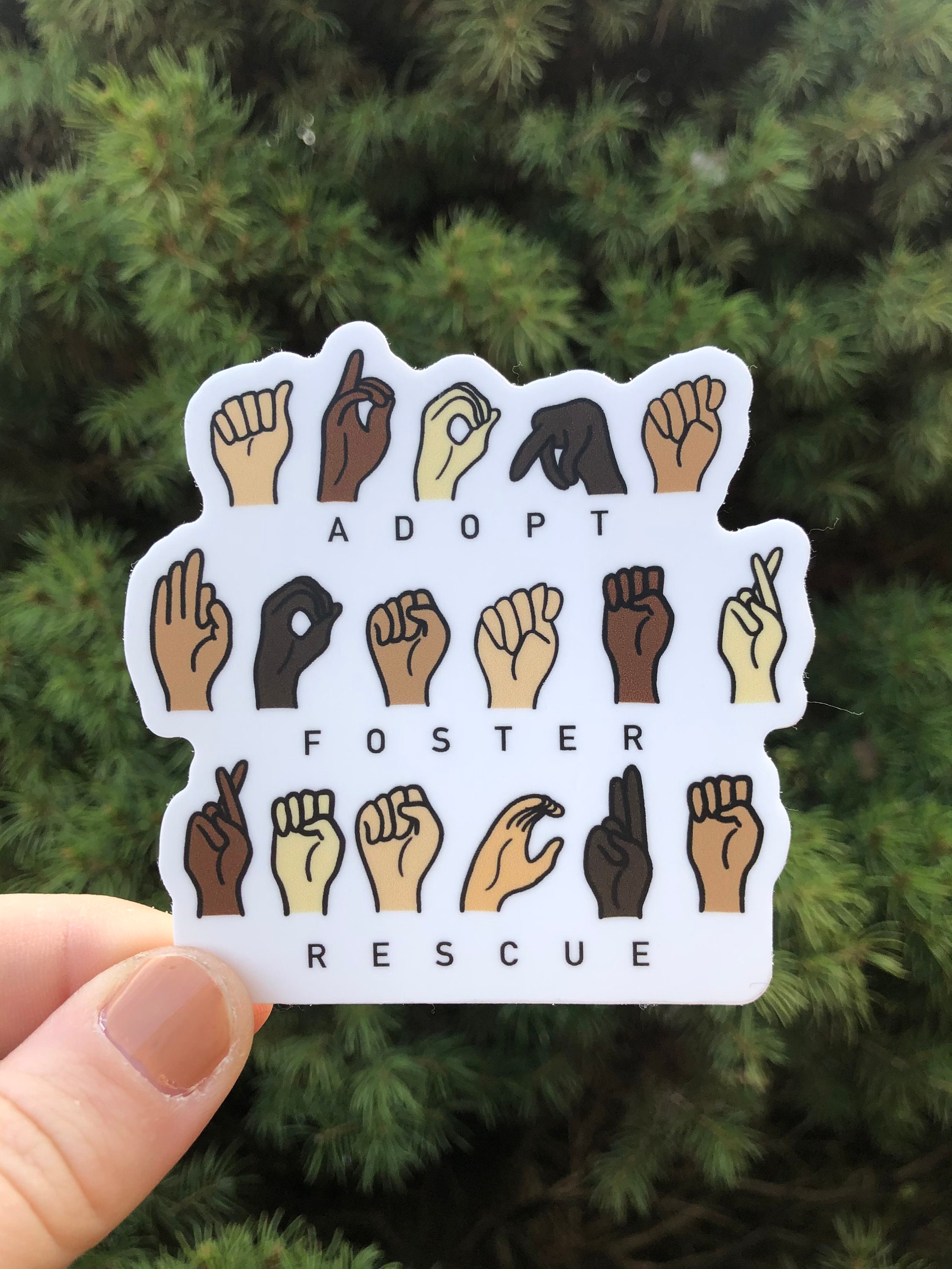Adopt Foster Rescue Sticker Sign Language Sticker Sign | Etsy