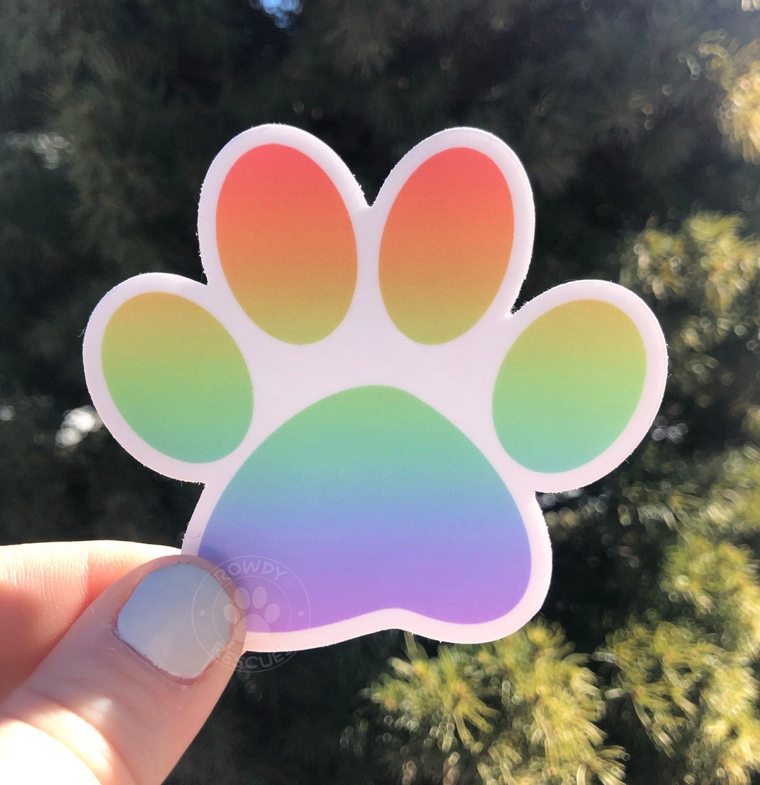 Paw Print Sticker, Dog Sticker, Rainbow Sticker - Etsy