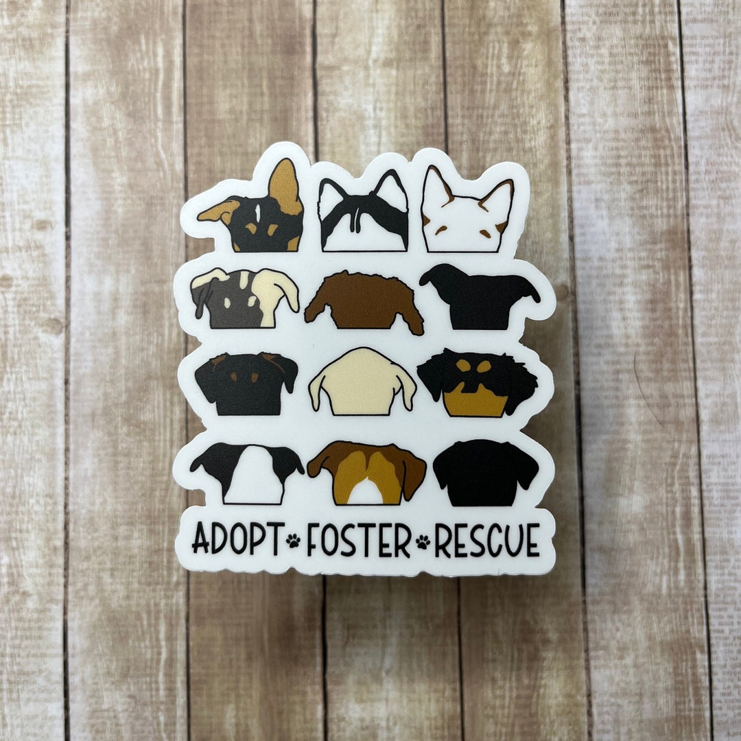 Adopt Foster Rescue Sticker, Dog Sticker, Dog Outline Sticker, Adopt ...