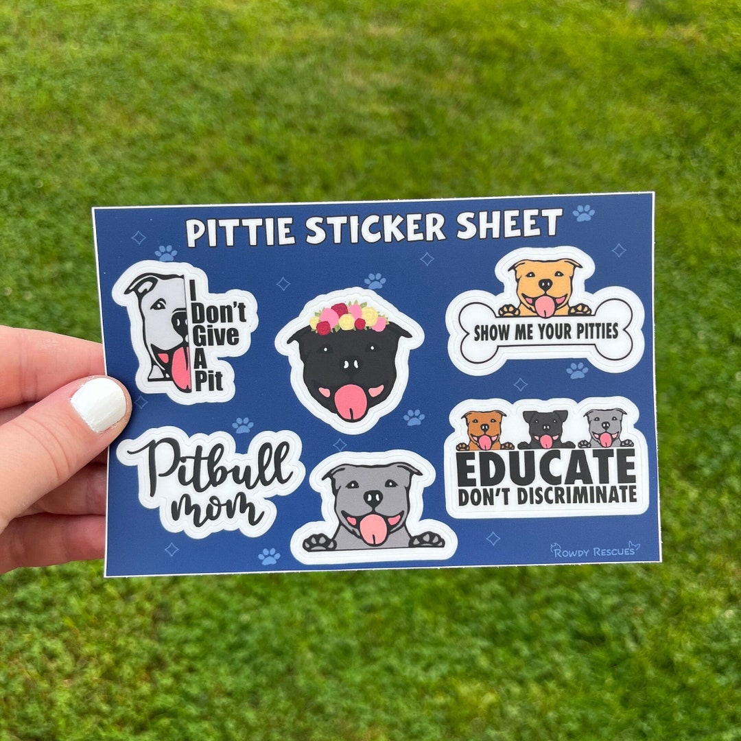 Pitbull Sticker Sheet, Pitbull Stickers, Pitbull Mom, Pittie Stickers ...