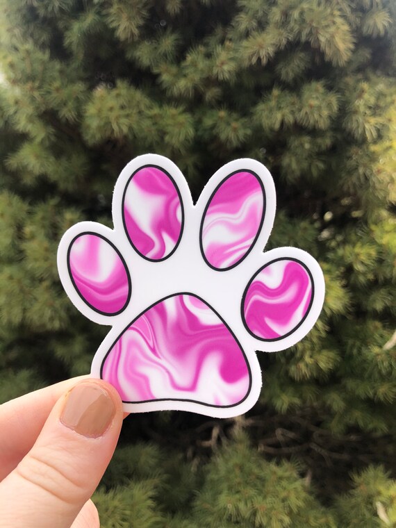 Paw Print Sticker Paw Sticker Pink Pawprint - Etsy
