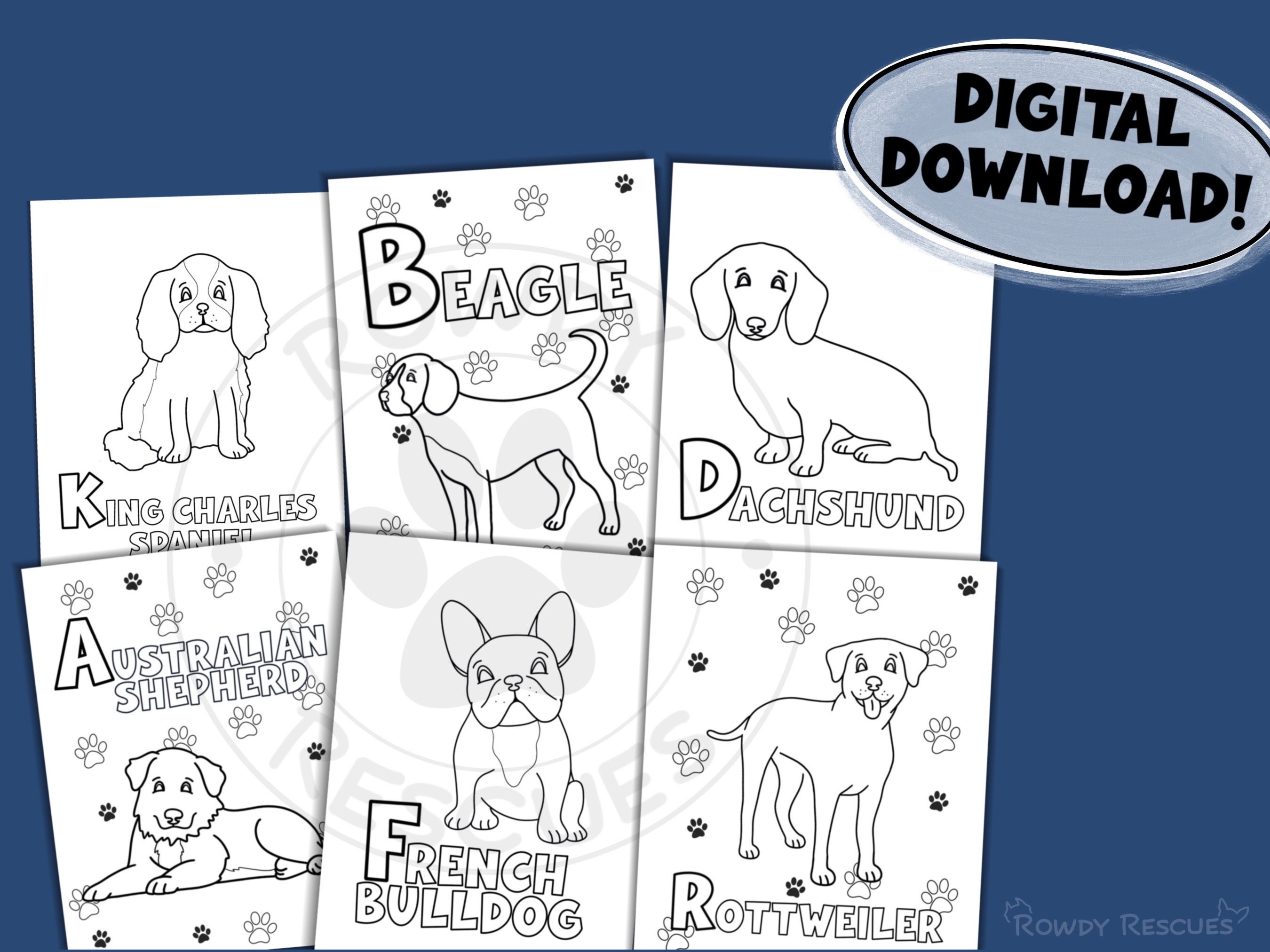 Digital Coloring Book, Dog Coloring Pages, Alphabet Coloring Pages, Dog ...