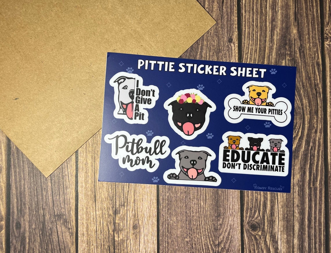 Pitbull Sticker Sheet, Pitbull Stickers, Pitbull Mom, Pittie Stickers ...