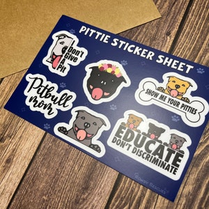 Pitbull Sticker Sheet, Pitbull Stickers, Pitbull Mom, Pittie Stickers ...