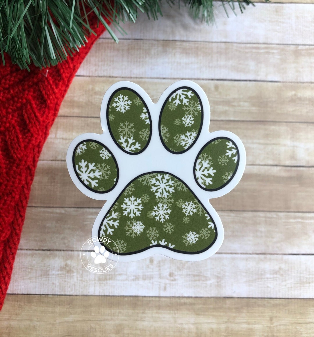 Christmas Paw Print Sticker, Dog Snowflake Decal - Etsy