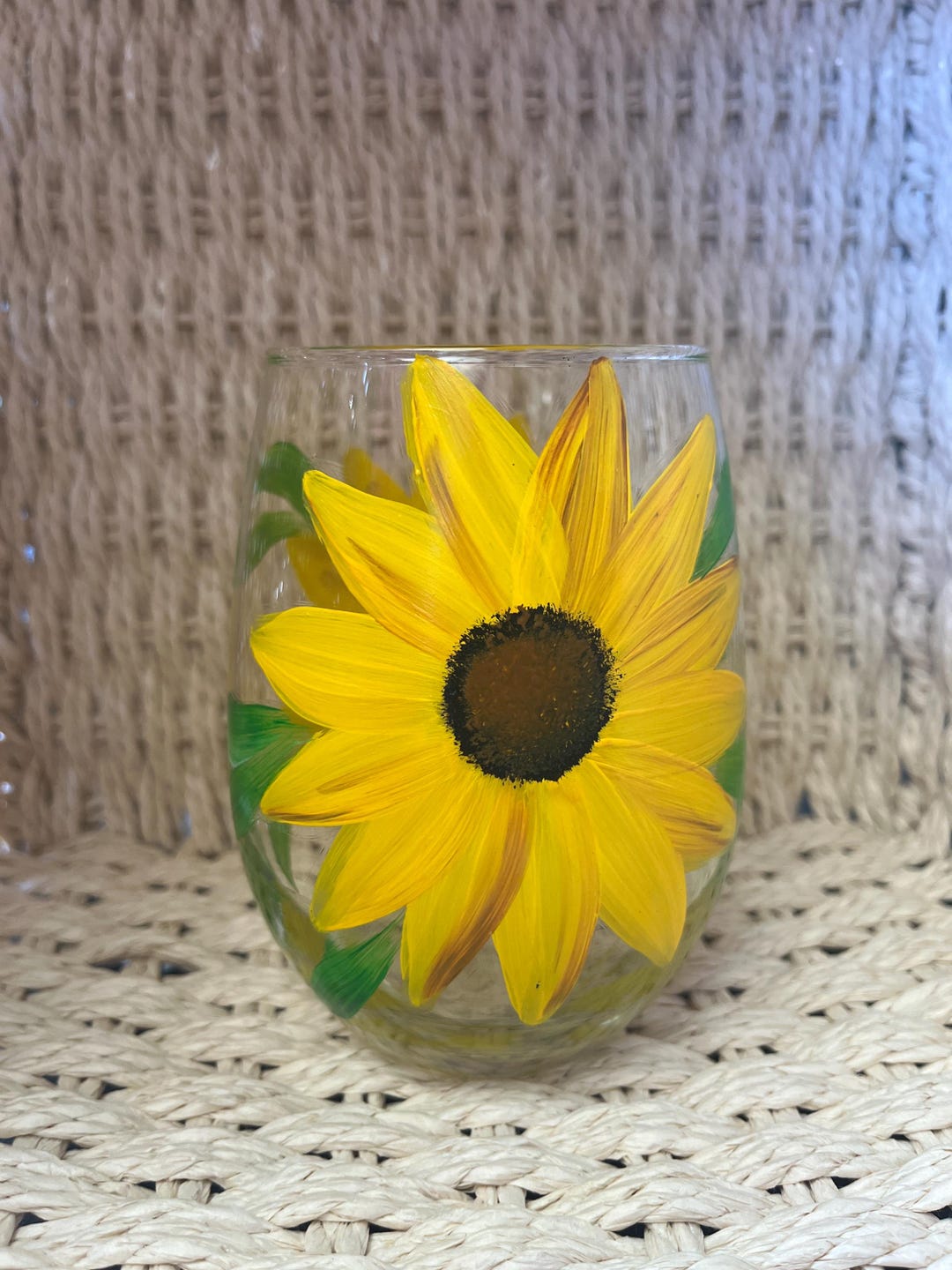 Sunflower Wine Glass | Hand Painted Glass | Sunflower Coffee Mug ...