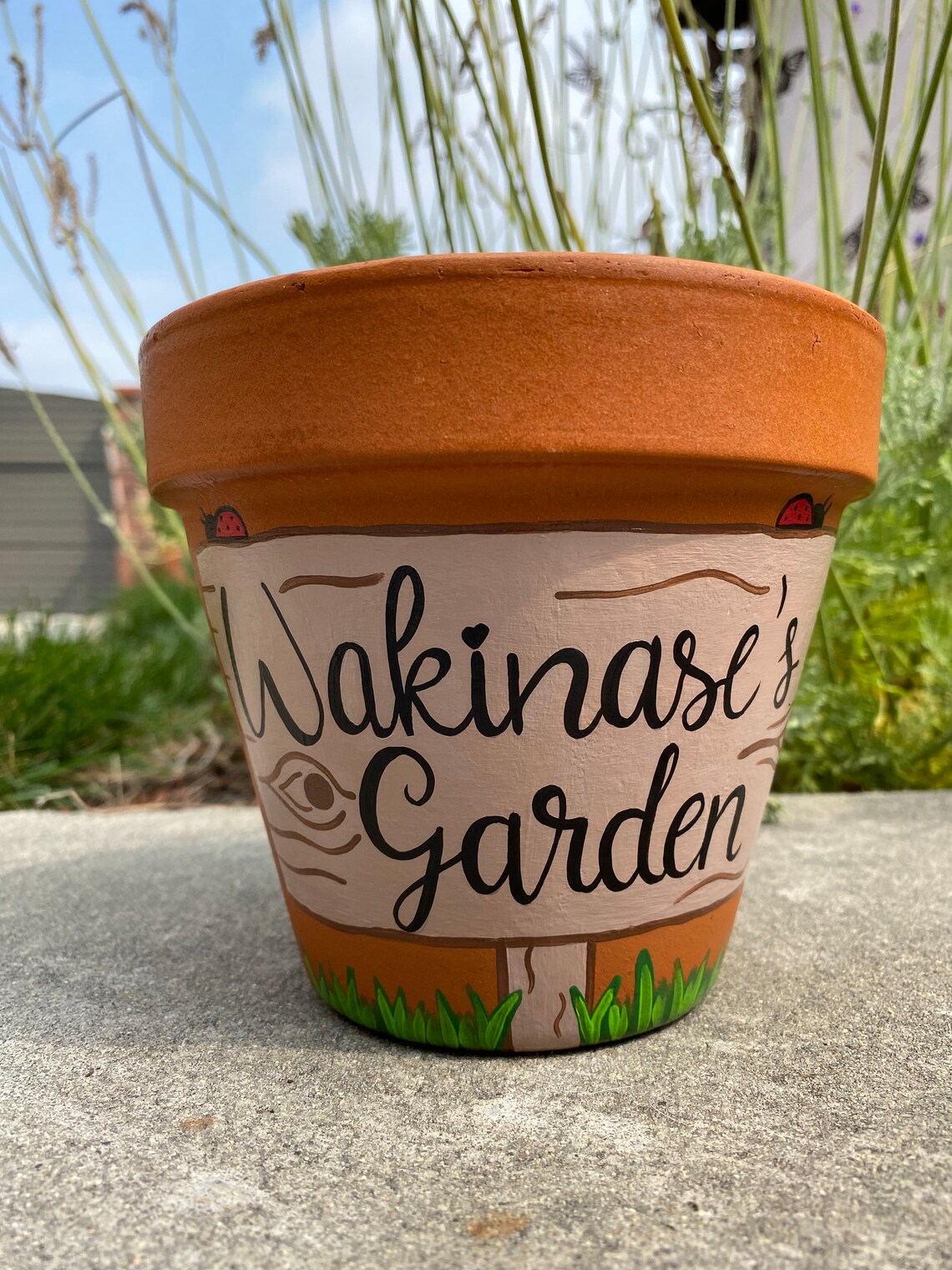 CUSTOM Garden Sign Painted Flower Pot Hand Painted Sign | Etsy