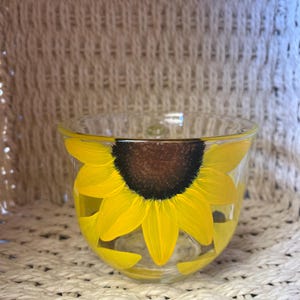Sunflower Wine Glass | Hand Painted Glass | Sunflower Coffee Mug ...