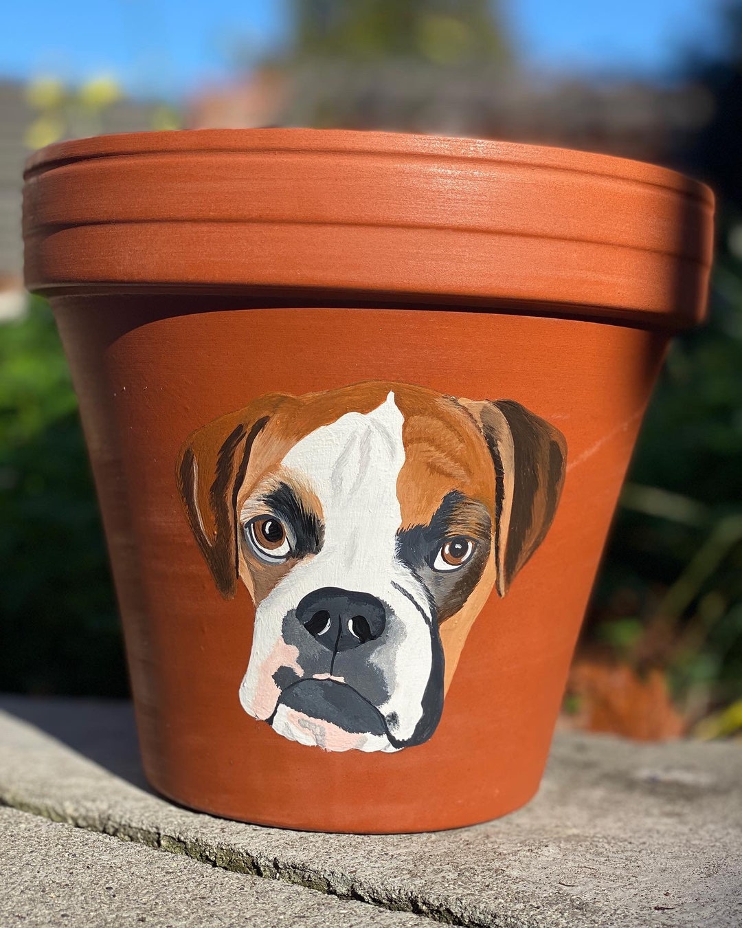 Pet Portrait Flower Pot | Dog Flower Pot | Cat Flower Pot | Hand ...
