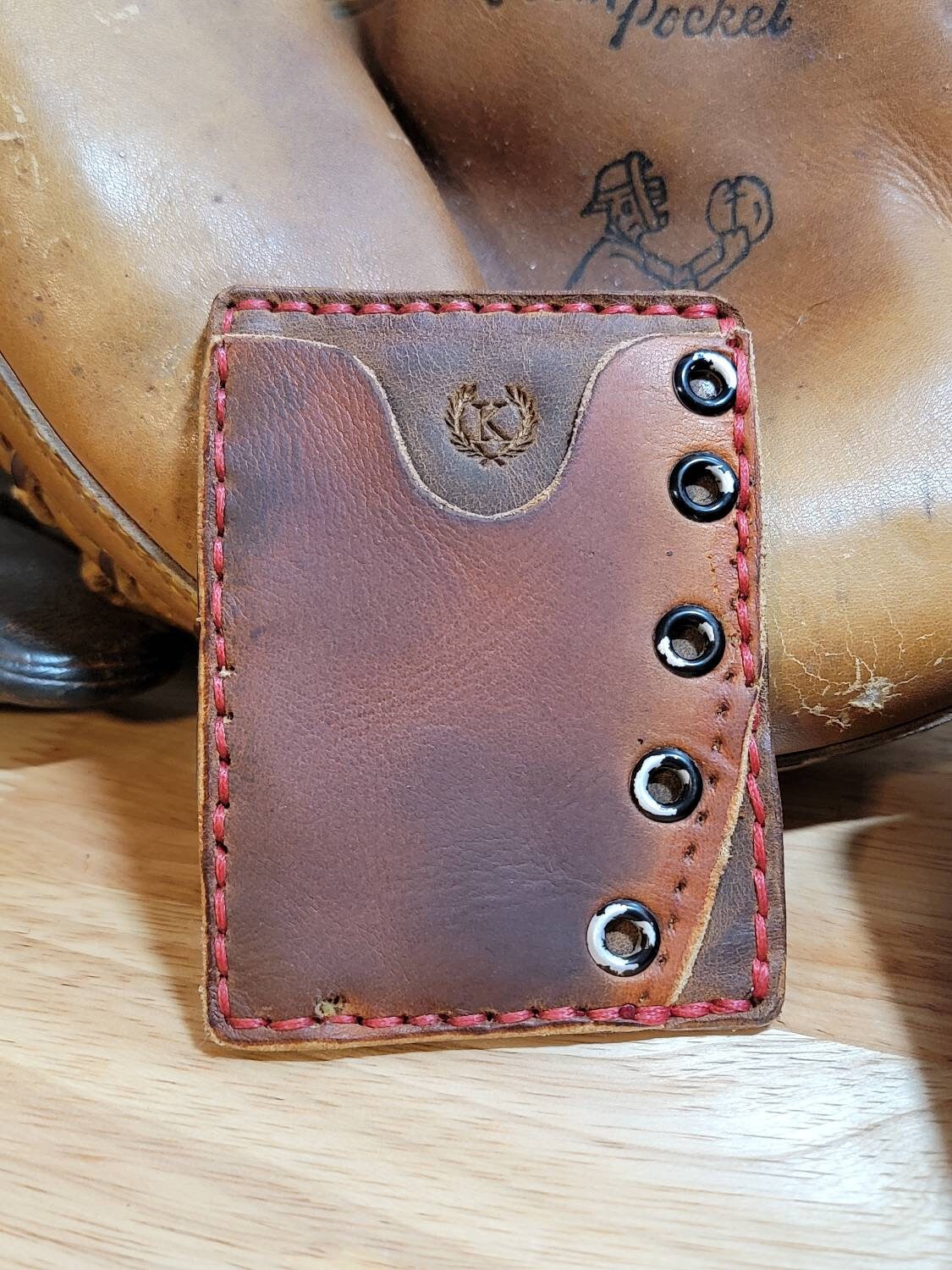 Handmade Leather Baseball Glove Wallet Minimalist Edc Slim - Etsy