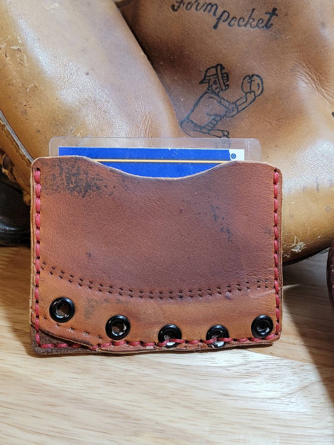 Handmade Leather Baseball Glove Wallet Minimalist Edc Slim - Etsy