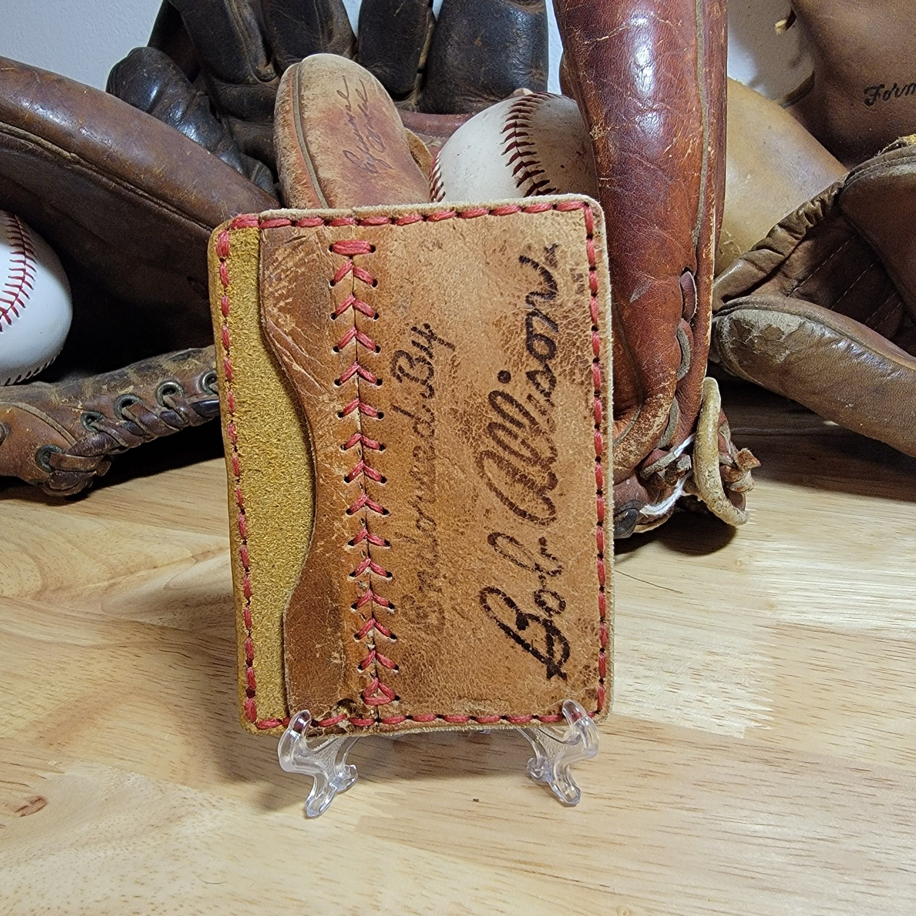 Handmade Repurposed Leather Baseball Glove Minimalist Wallet Slim ...