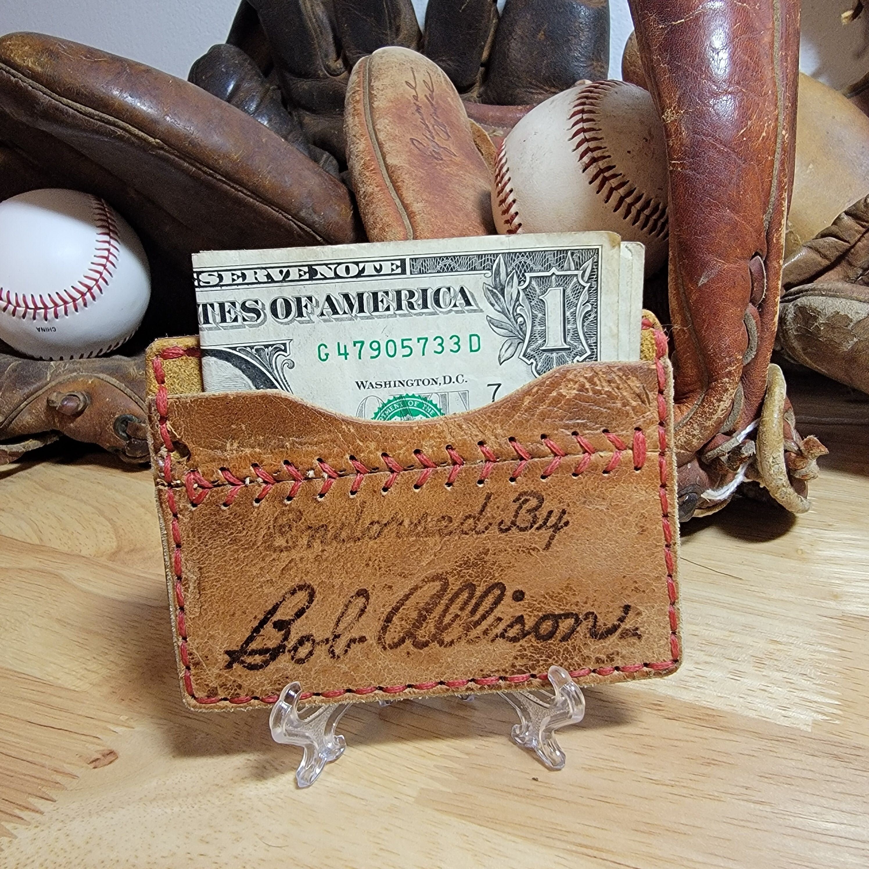 Handmade Repurposed Leather Baseball Glove Minimalist Wallet Slim ...