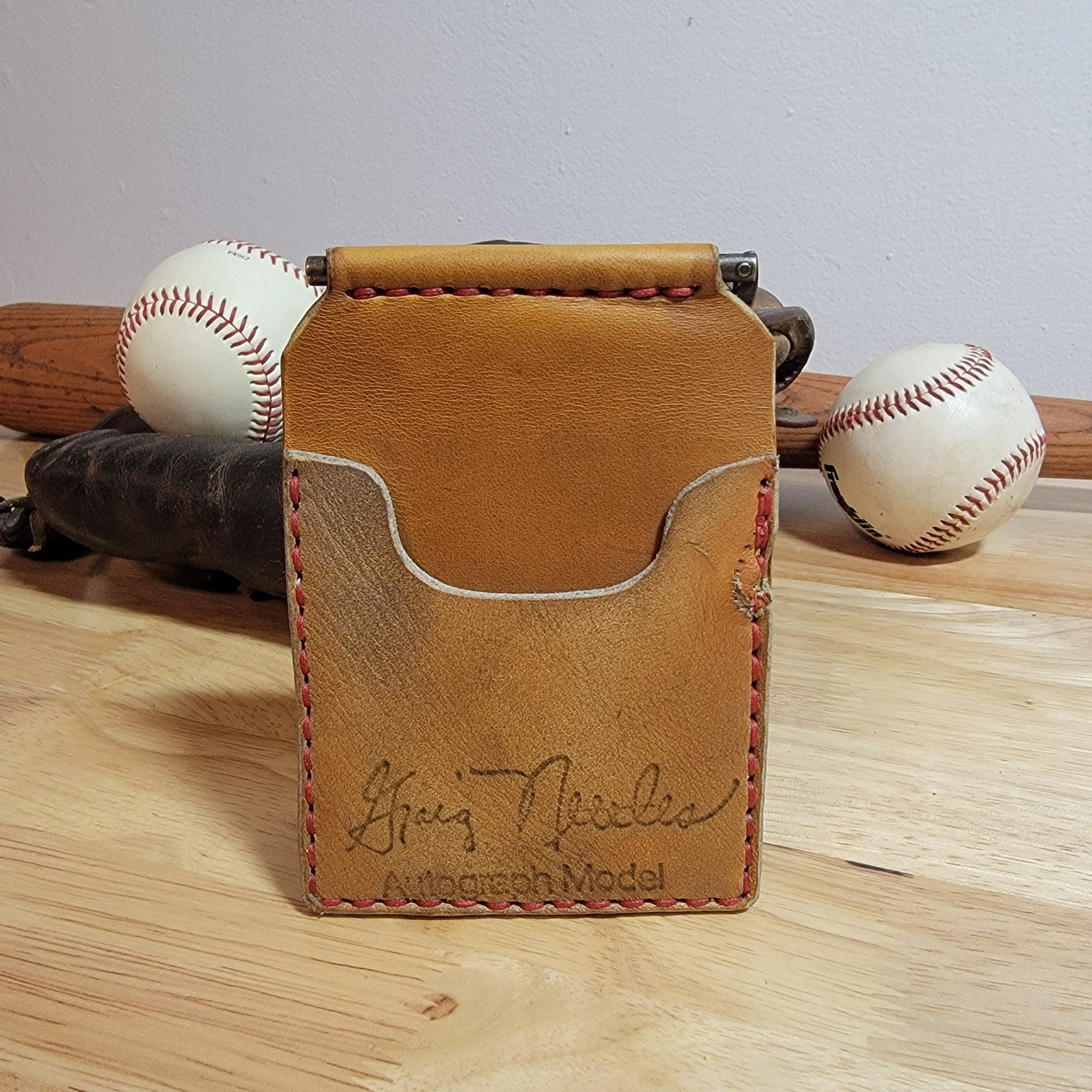 Handmade Upcycled Leather Baseball Glove Bifold Money Clip Wallet Graig ...