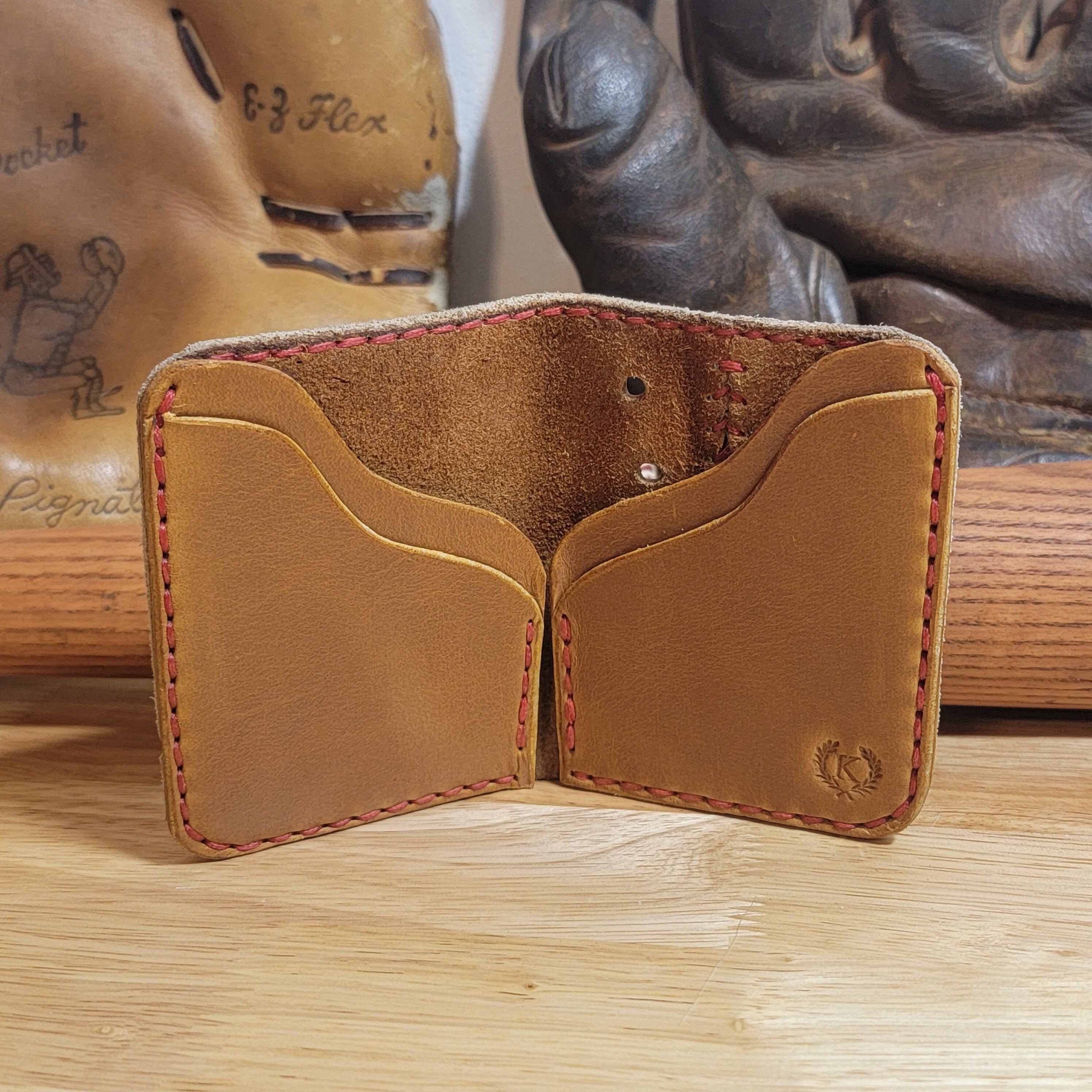Handmade Repurposed Upcycled Baseball Glove Leather Card Bifold Wallet ...