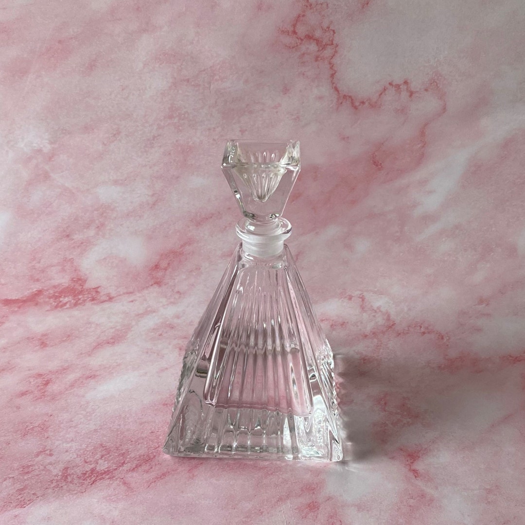Vintage Clear Glass Pyramid Perfume Bottle Art Deco Perfume - Etsy