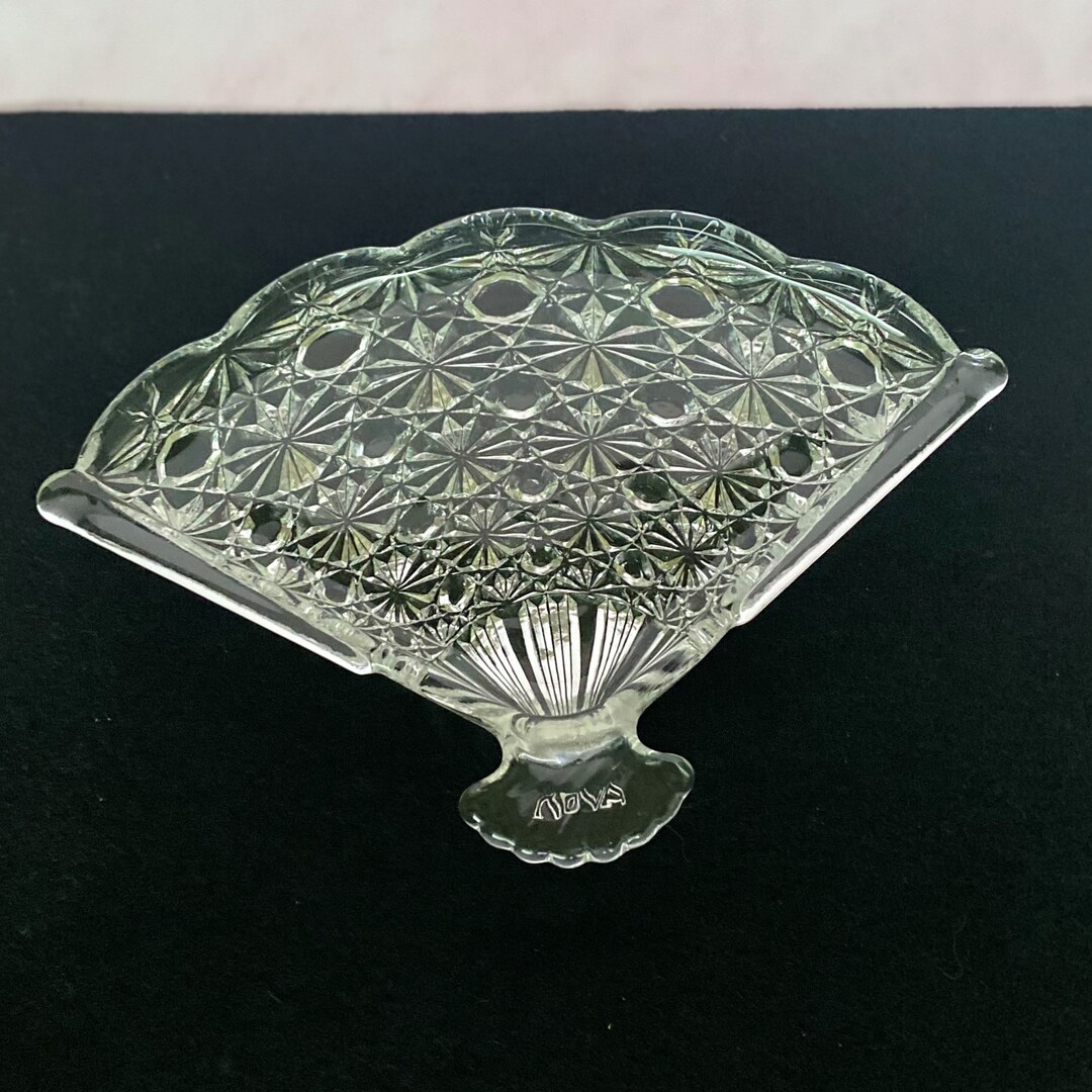 Vintage AVON Hostess Fancy Fan Soap Dish, Glass Fan Tray, Vanity Tray ...