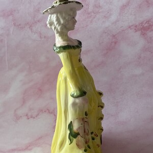 VINTAGE KREISS Victorian Parasol Ceramic Lady, Yellow Hat & Dress Rose Accents, Collectible ...