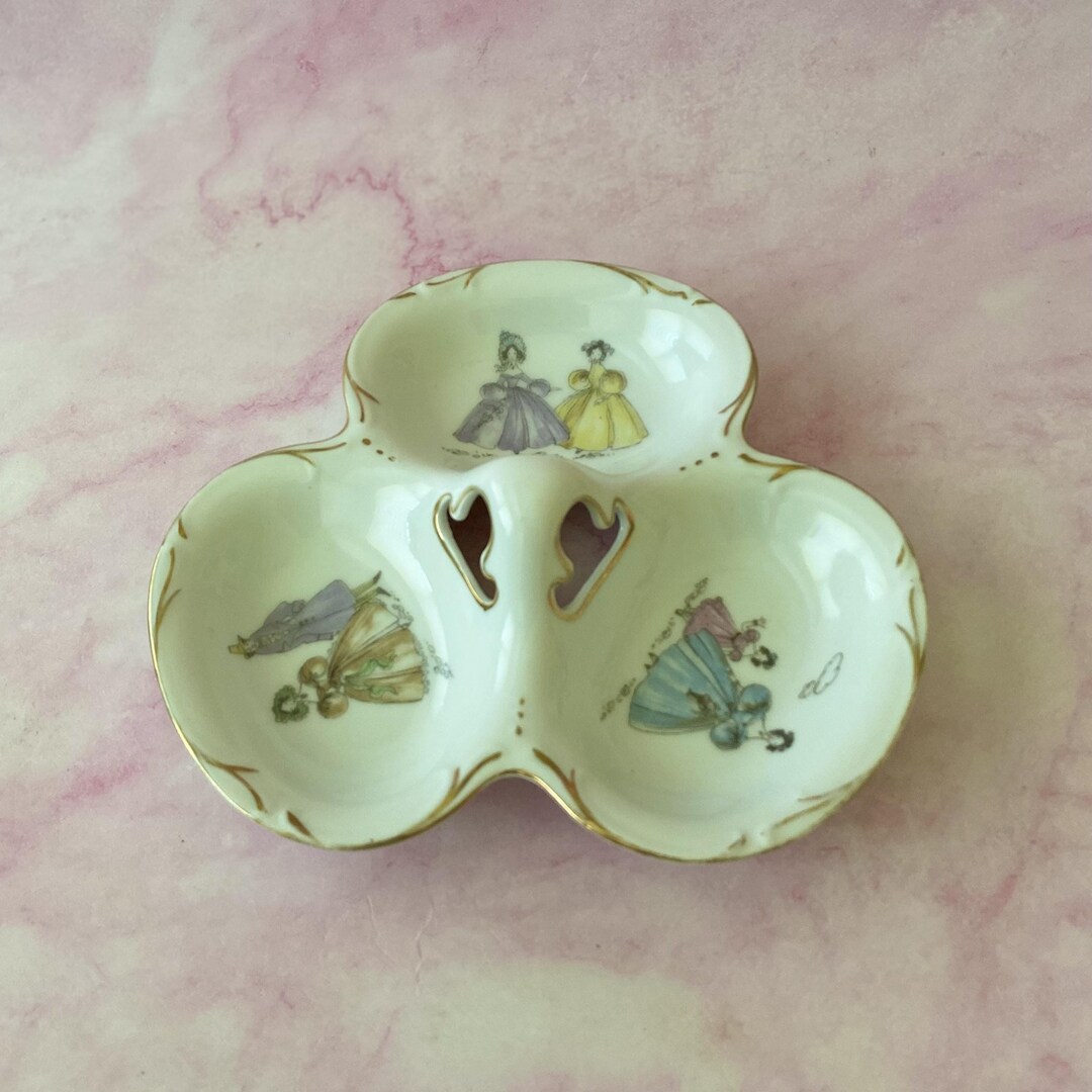 Vintage LEFTON China Hand Painted Porcelain Divided Dish, Victorian ...