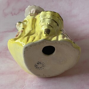 VINTAGE KREISS Victorian Parasol Ceramic Lady, Yellow Hat & Dress Rose Accents, Collectible ...