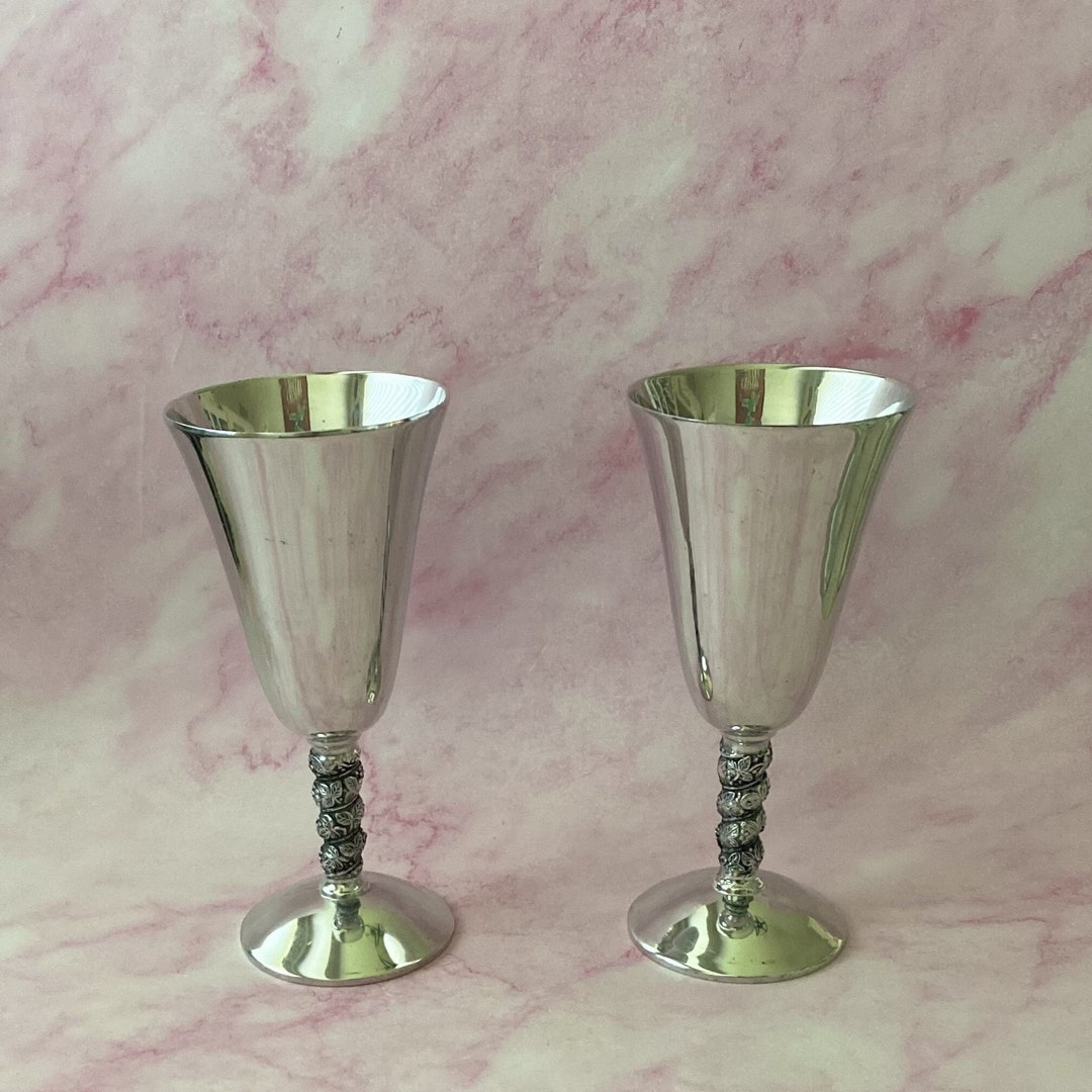 Vintage Silver Plated Raimond Italy Goblets, Twisted Grapevine Stems ...