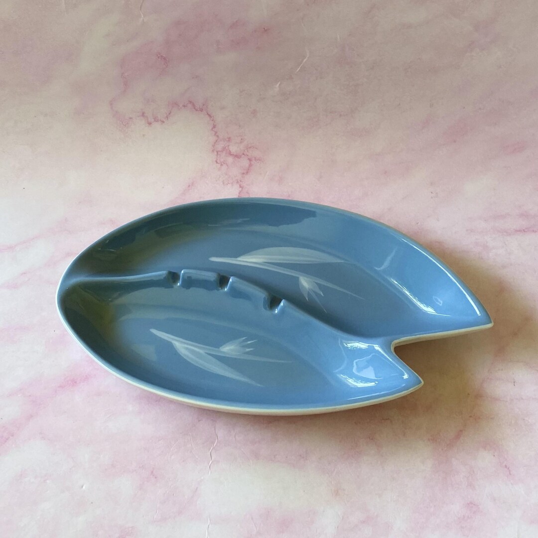 Vintage Winfield Pottery of California Blue Pacific Bamboo & Leaf Large ...