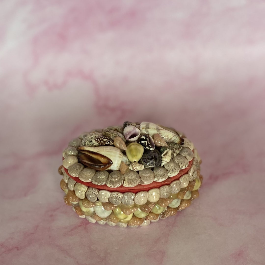 Vintage Sea Shell Jewelry/trinket Box, Retro Souvenir Shell Trinket Box ...