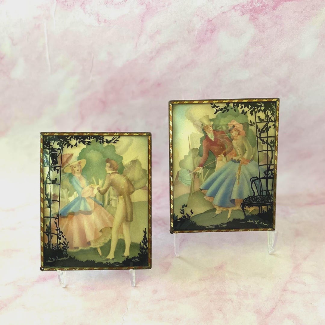Vintage Silhouette Pictures: Convex Glass Victorian Couple Wall Plaques ...