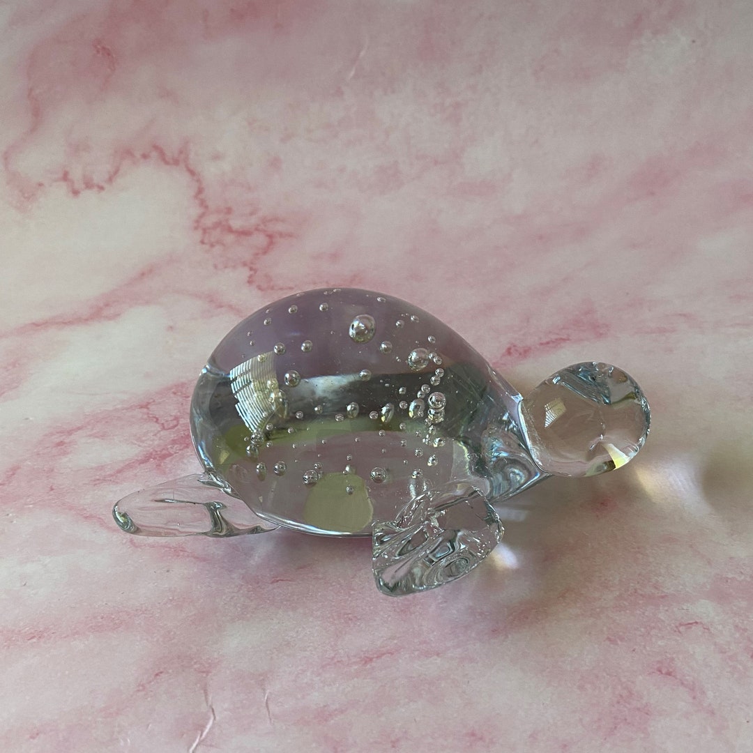 Vintage Hand Blown Glass Sea Turtle Paperweight/figurine, Art Glass ...
