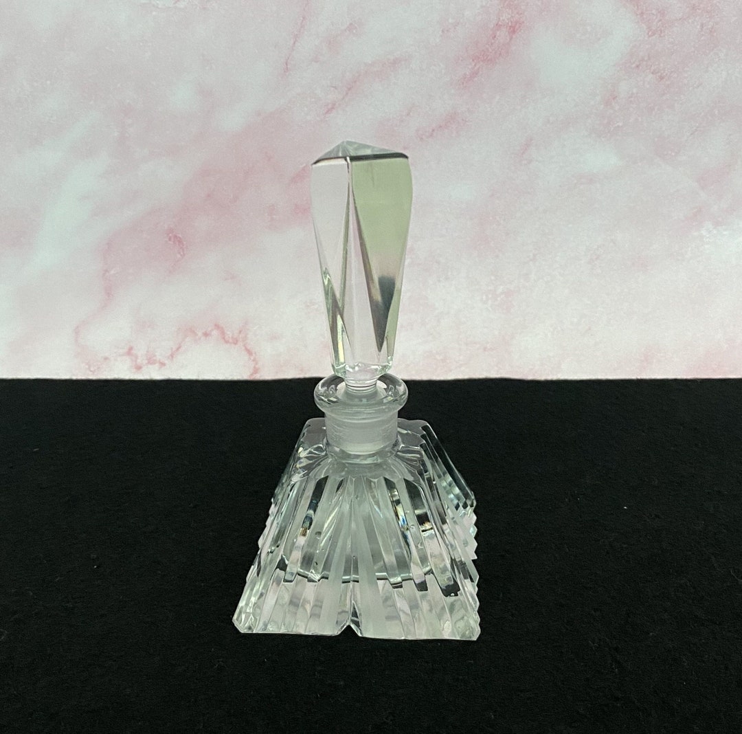 Vintage Art Deco Cut Glass Triangular Perfume Bottle - Etsy