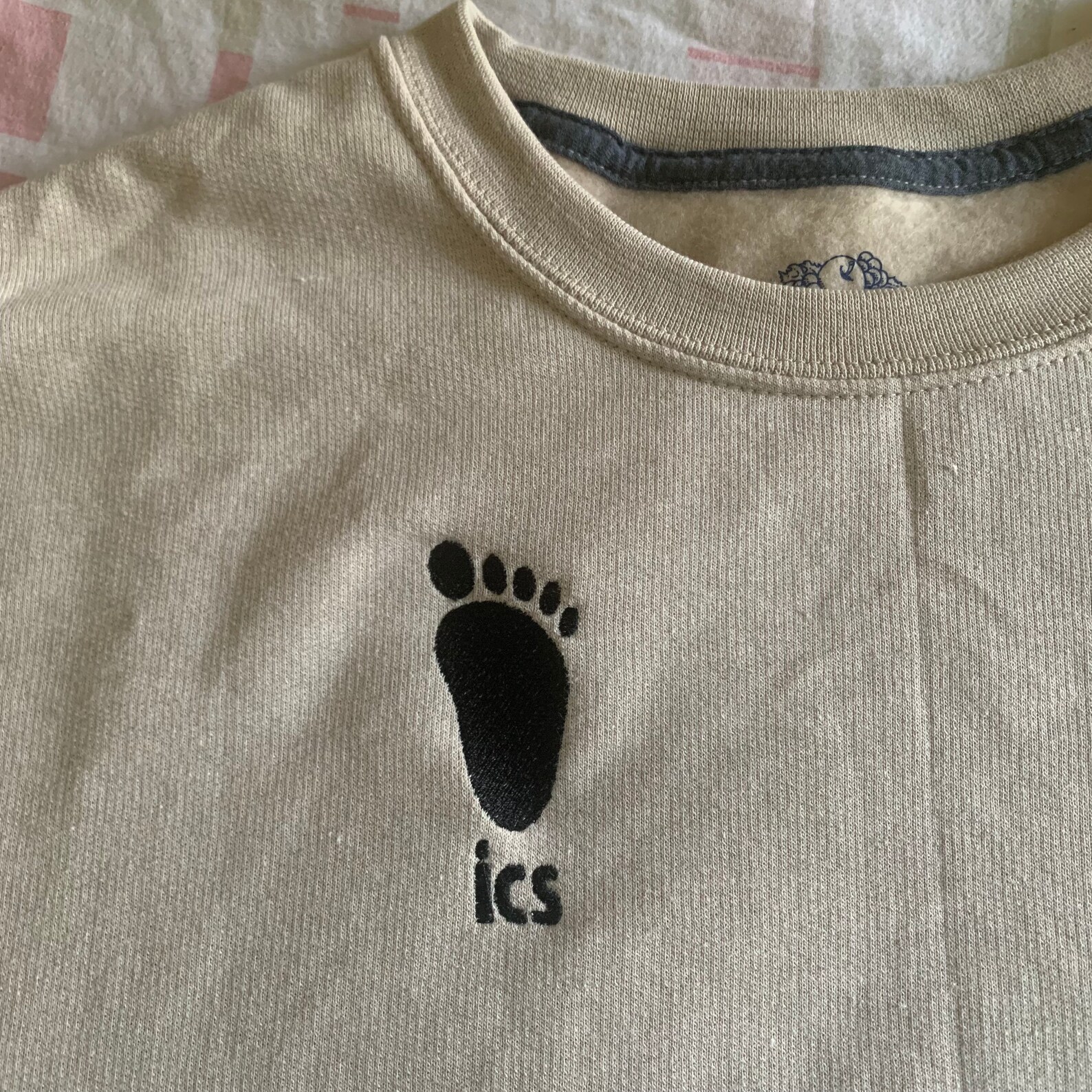 ICS Foot Logo Khaki Embroidered Crewneck | Please Read Description ...