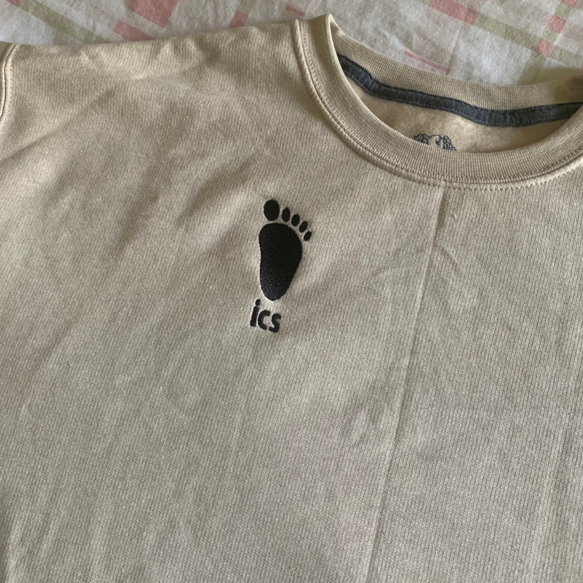 ICS Foot Logo Khaki Embroidered Crewneck Please Read - Etsy