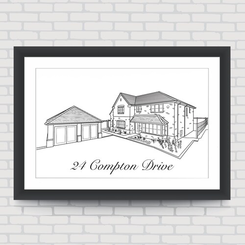 CUSTOM LINE DRAWING Digital Illustration Line Art House - Etsy