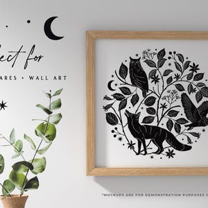 Woodland Animals Vector Clipart, Linocut SVG Illustrations - Etsy