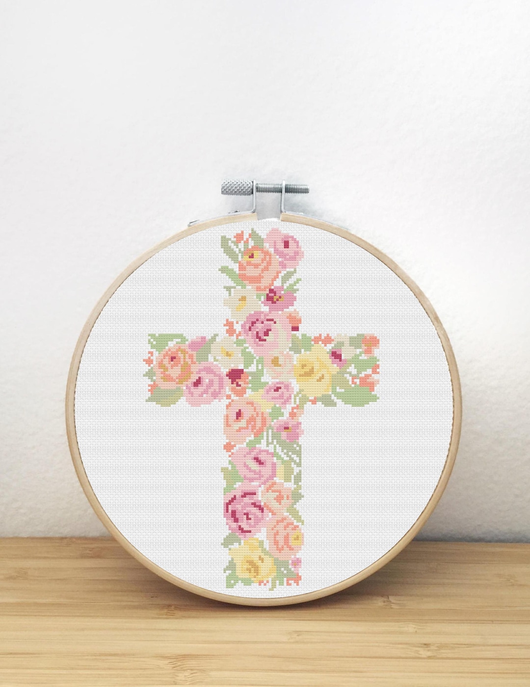 Cross Stitch PDF Pattern Rose Cross - Etsy