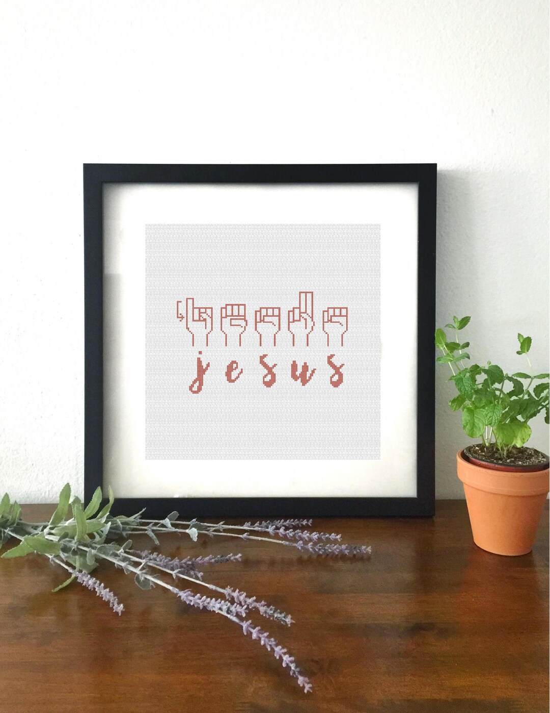 Cross Stitch PDF Pattern Jesus Sign Language - Etsy