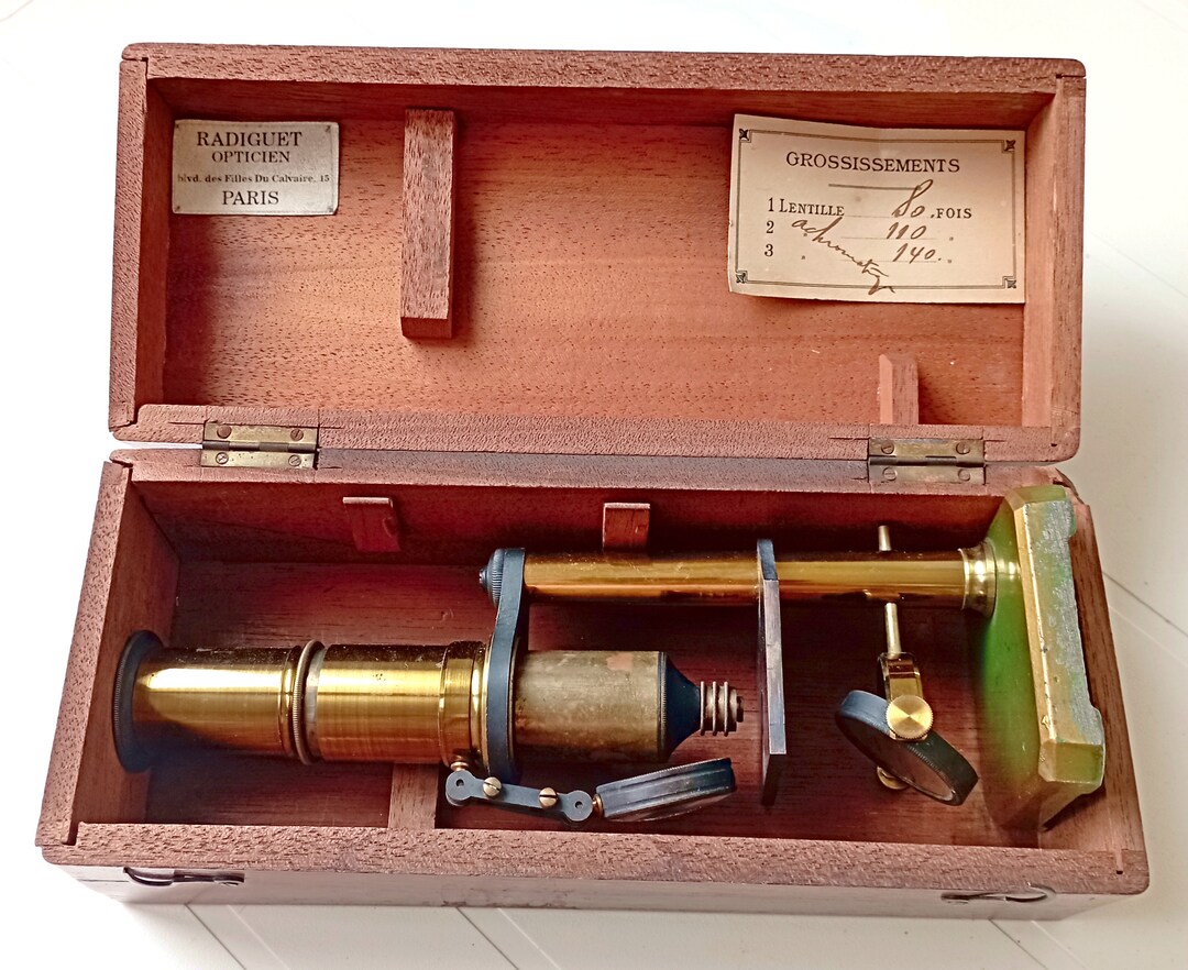 Antique Brass Monocular Microscope C1880 in Its Box Signed Radiguet - Etsy
