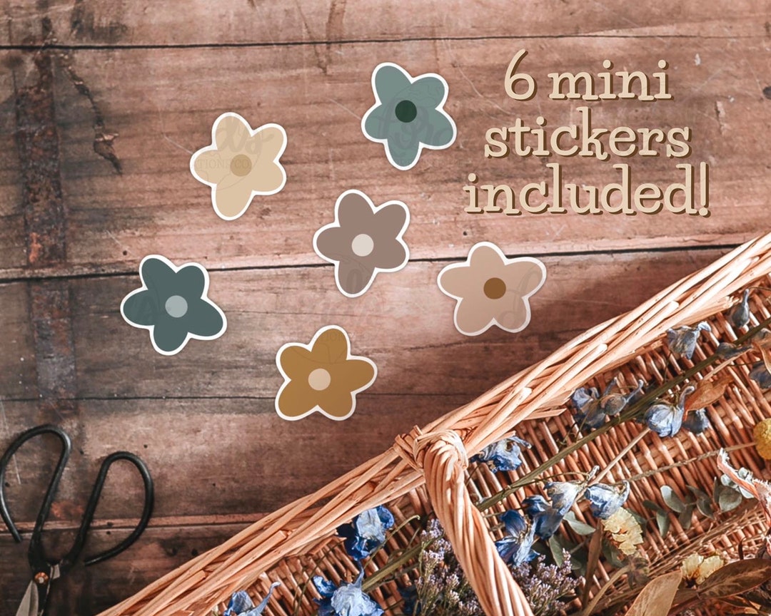Mini Flower Sticker Pack Cute, Neutral Flower Art, Phone Decal, Tiny ...