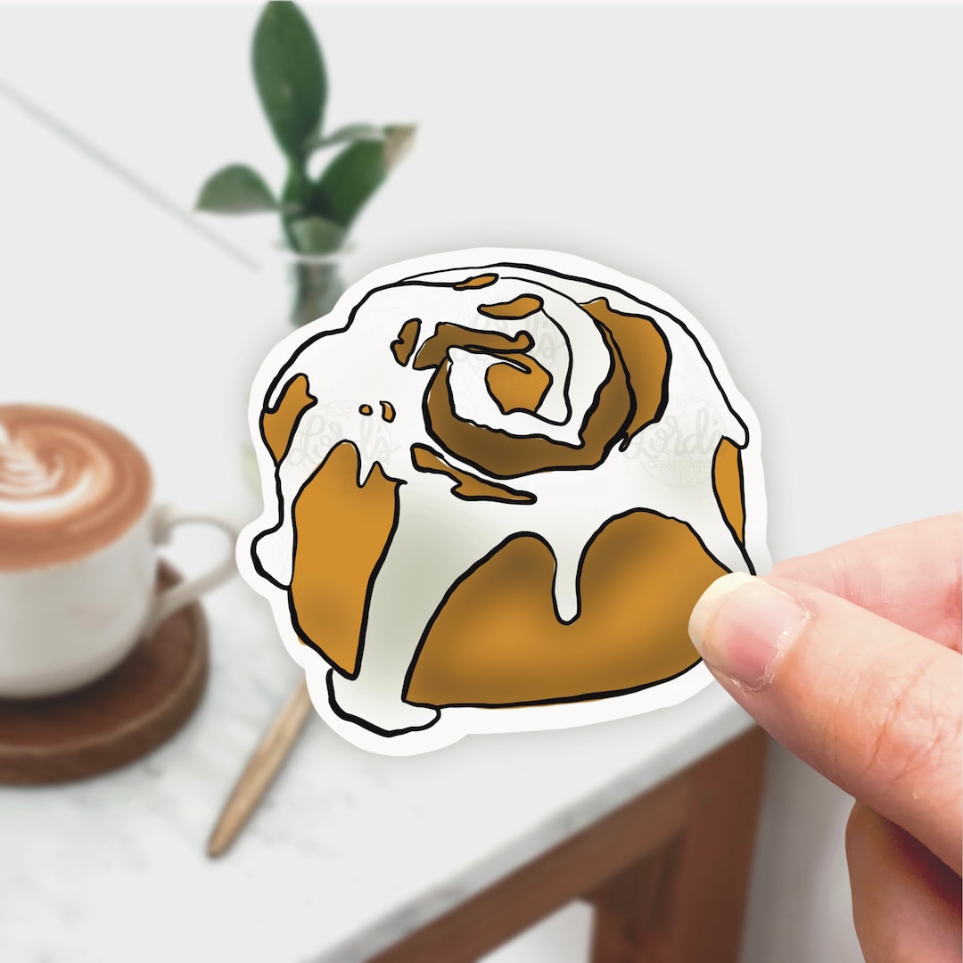 Cinnamon Roll Sticker, Food Lover Stickers, Bakery Stickers, Waterproof ...