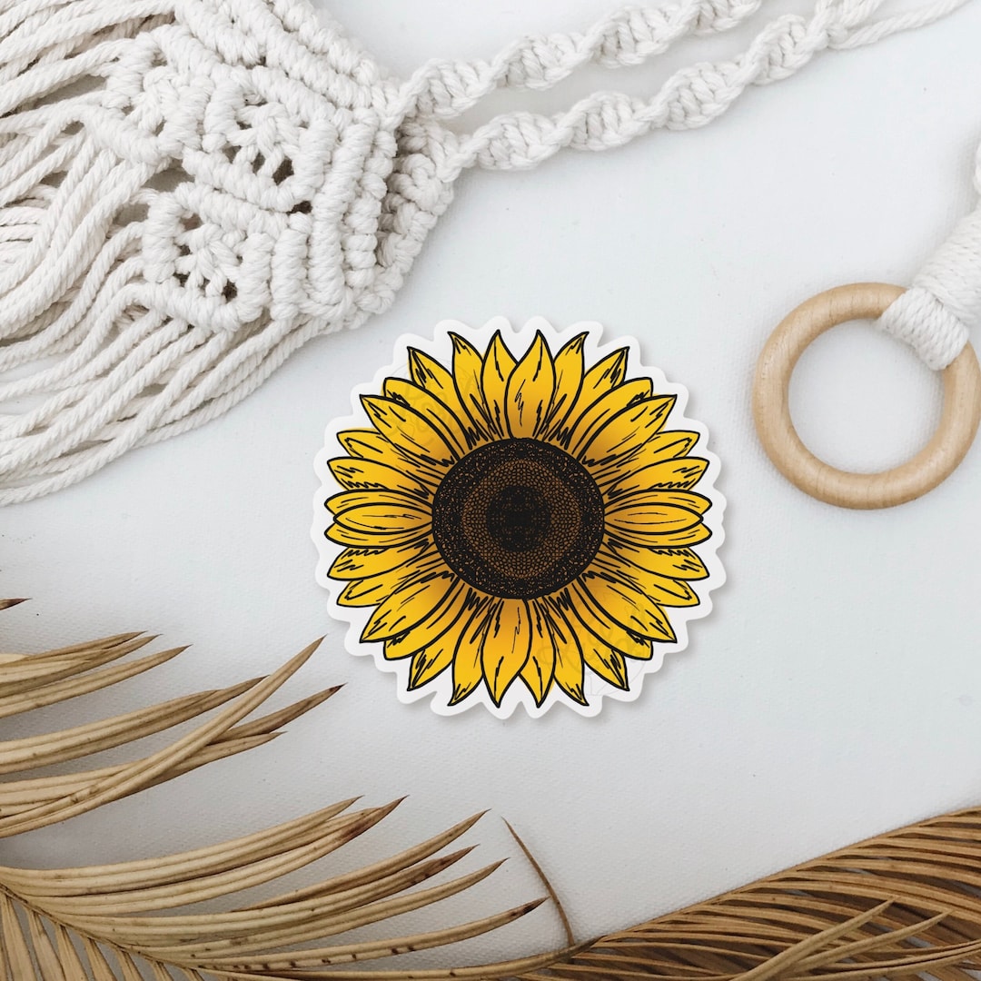 Sunflower Sticker for Laptop, Sunflower Gift for Friend, Floral Decal ...