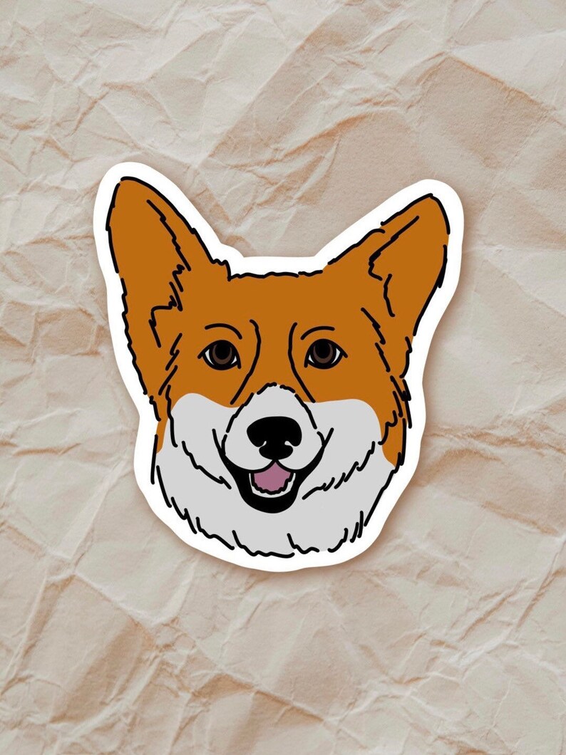 Corgi Face Waterproof Sticker, Laptop Decal - Etsy