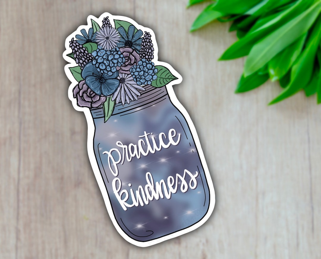 Waterproof Stickers Laptop, Mason Jar Sticker, Kindness Sticker, Flower ...