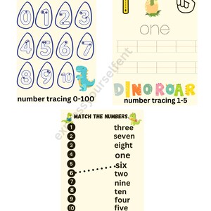 Number Tracing 0-100 Preschool Worksheet Handwriting Practice Dinosaur ...