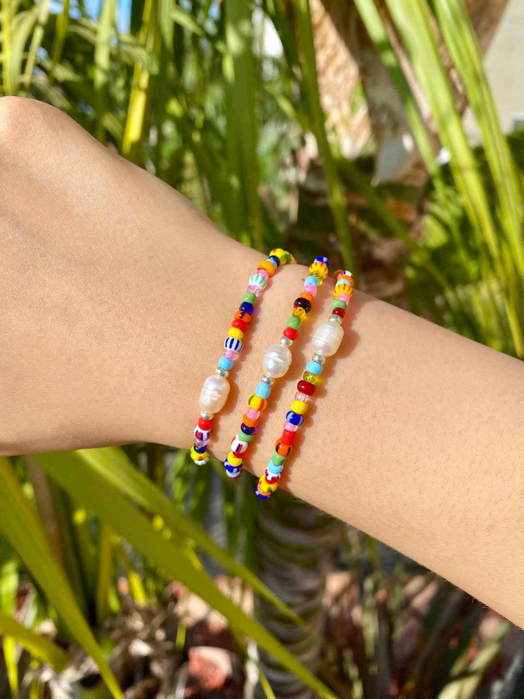 Freshwater Pearl Beaded Bracelet, Beaded Bracelet, Pearl Bracelet, Seed ...