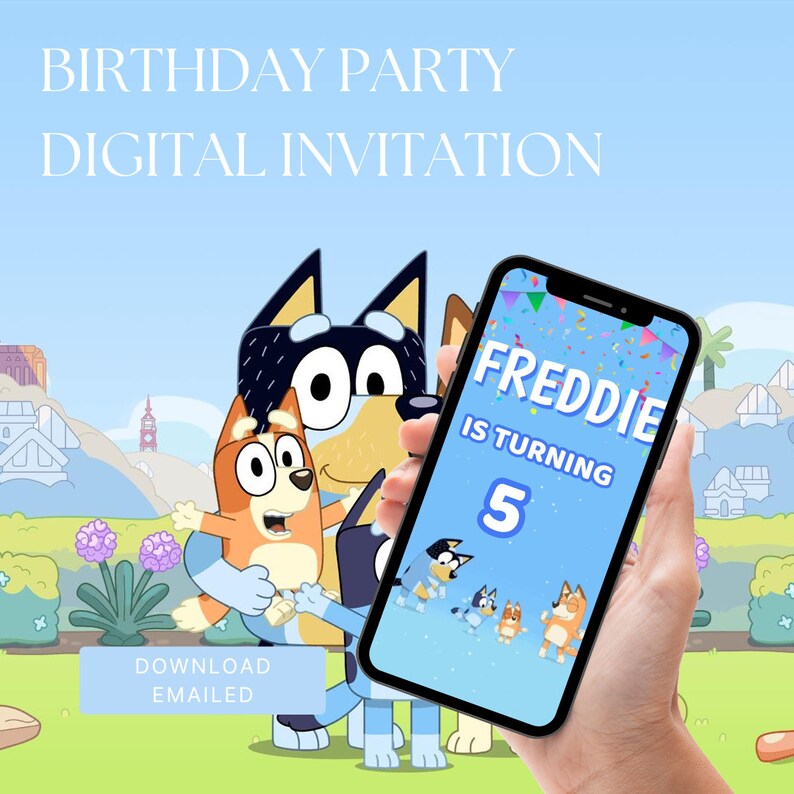 Bluey Video Invitation, Bluey Birthday Party Invitation, Electronic ...
