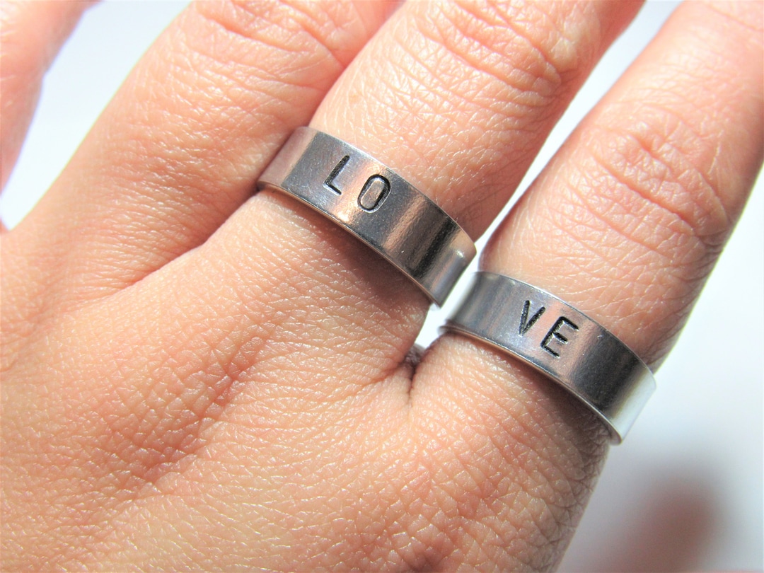 LOVE Couple Rings Gifts Matching Couple Rings Jewelry, Valentines Day ...