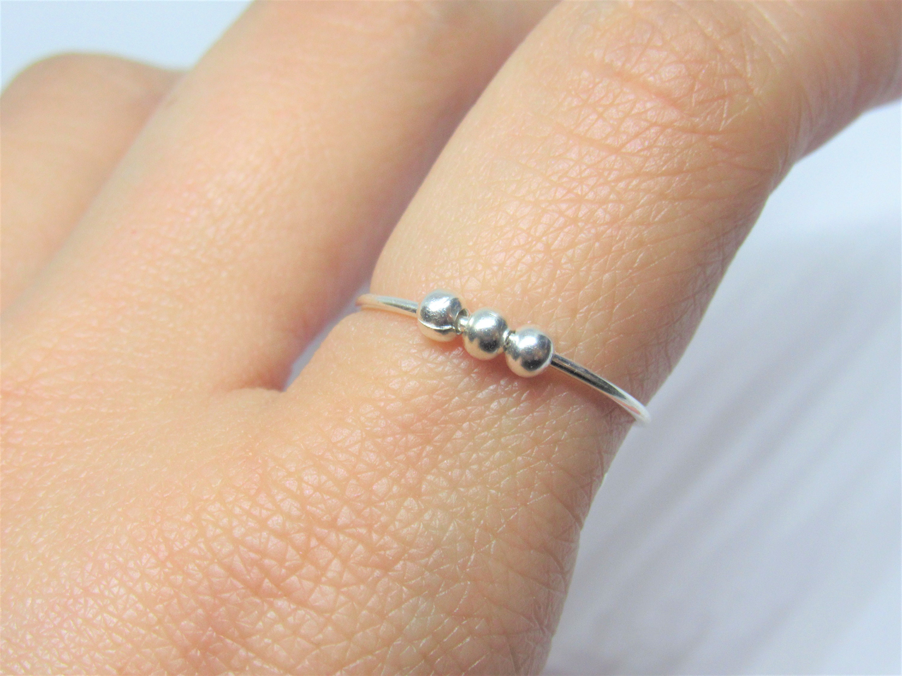 Fidget Ring Sterling Silver Anxiety Bead Ring Spinner Fidget | Etsy UK