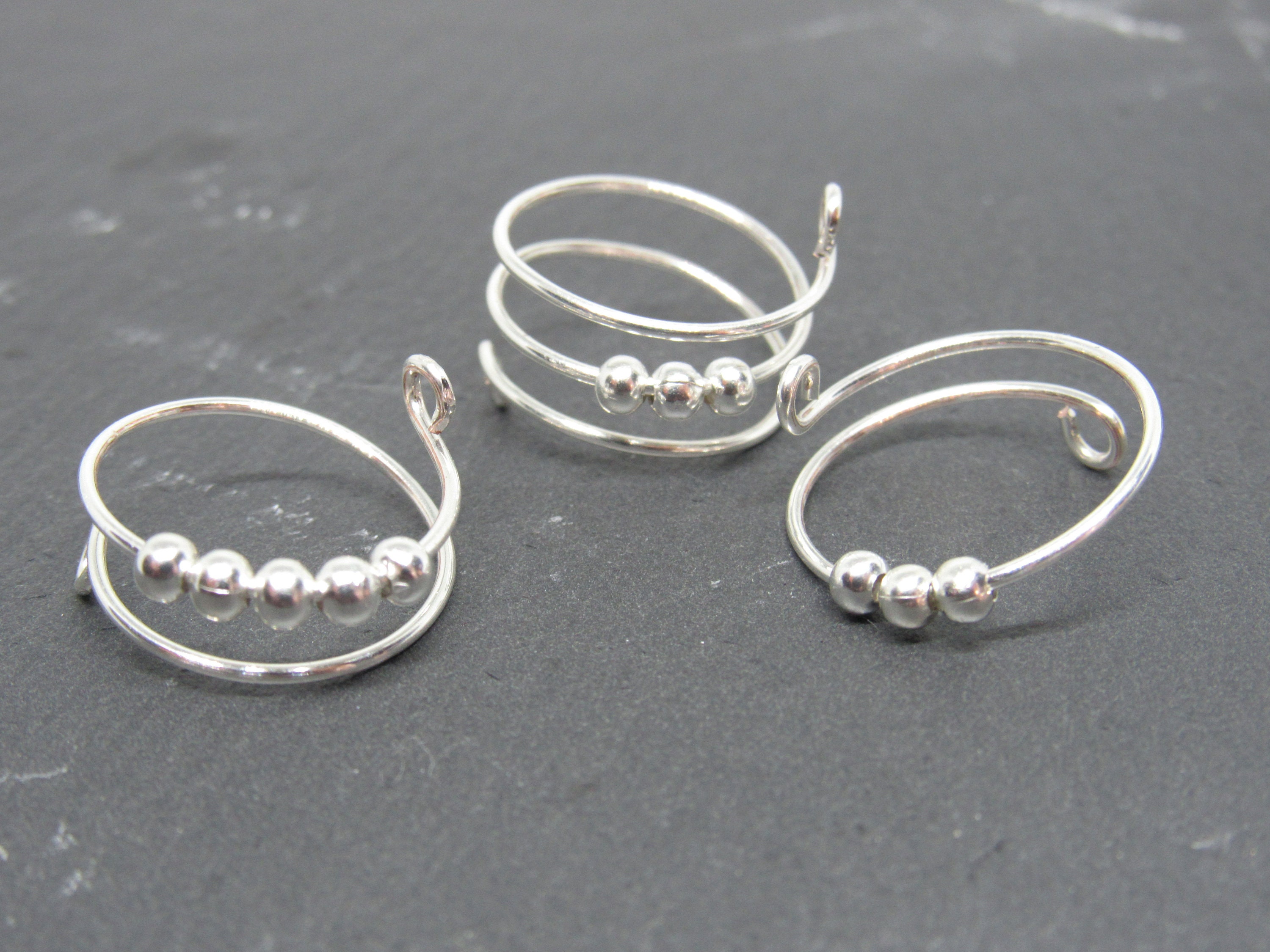 Fidget Ring Sterling Silver Anxiety Bead Ring Spinner Fidget - Etsy UK