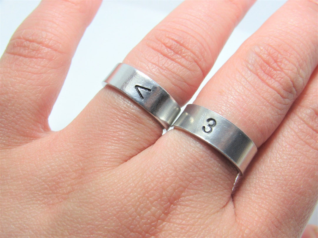 Heart Couple Rings Matching Couples Heart Rings, Valentines Day Gift ...